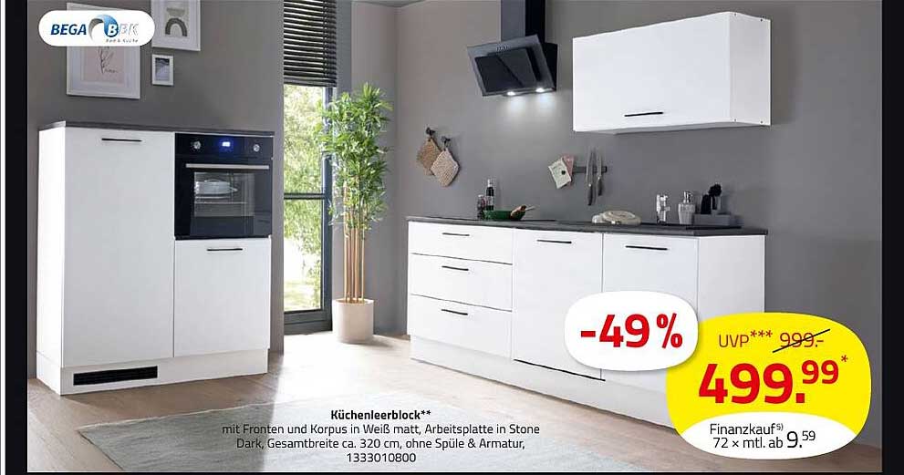 Küchenleerblock Mit Fronten Und Korpus In Weiß Matt Angebot bei ROLLER ...