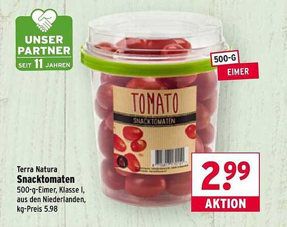 Terra Natura Snacktomaten 500-G-Eimer Angebot bei Wasgau - ProspektGuru.de