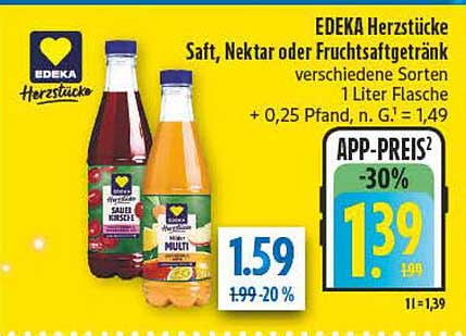 Edeka Herzstücke Saft Oder Nektar Aus Konzentrat Angebot bei E-Center ...