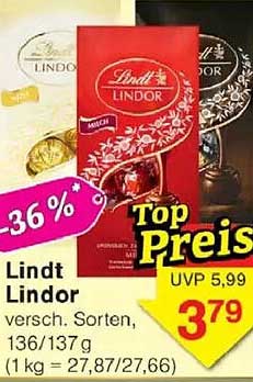 Lindt Lindor Verschiedene Sorten 250G Beutel (175G + 75G Gratis ...