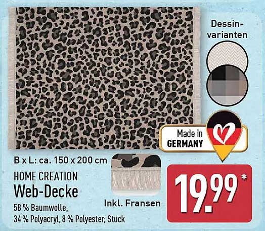 Home Creation Web-Decke Angebot bei Aldi Nord - ProspektGuru.de