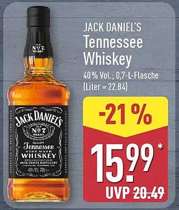 Jack Daniel's Tennessee Whiskey Versch. Sorten 35/40% Vol. 0,7 Liter ...