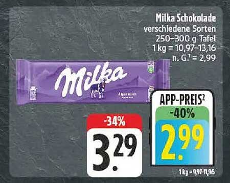 Milka Schokolade Verschiedene Sorten 250–300 G Tafel Angebot bei nah ...