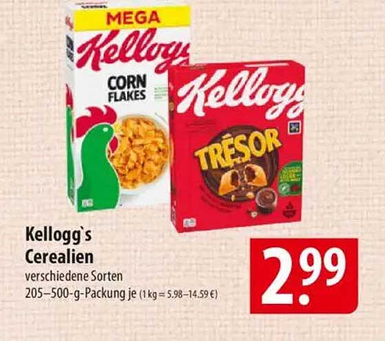 Kellogg's Cerealien - Verschiedene Sorten Angebot bei Famila Nord Ost