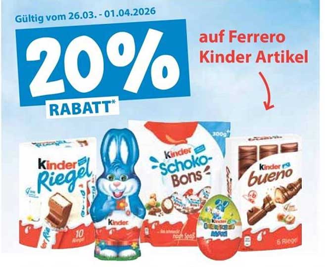 20% Rabatt Auf Ferrero Kinder Artikel Angebot bei V-Markt - ProspektGuru.de