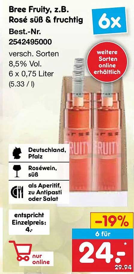 Bree Fruity, Z.b. Rosé Süß & Fruchtig Angebot bei Netto Marken-Discount ...