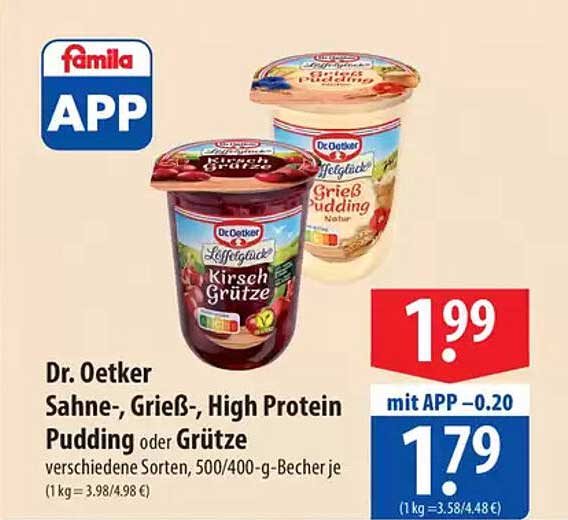 Dr. Oetker Sahne-, Grieß-, High Protein Pudding Oder Grütze Angebot bei ...