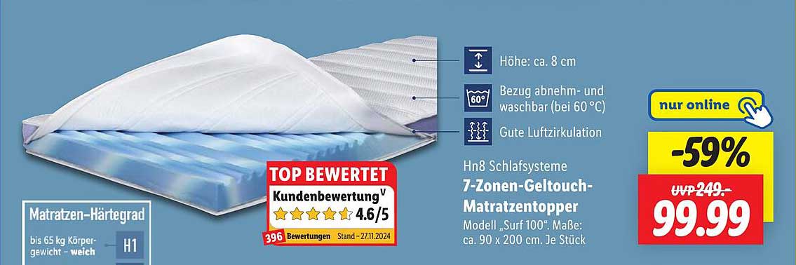 Stilvolle Lidl Matratzen Topper 140x200 Ebenbild