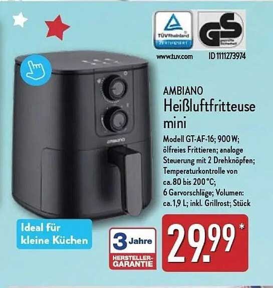 Ambiano Heißluftfritteuse Mini Angebot bei Aldi Nord