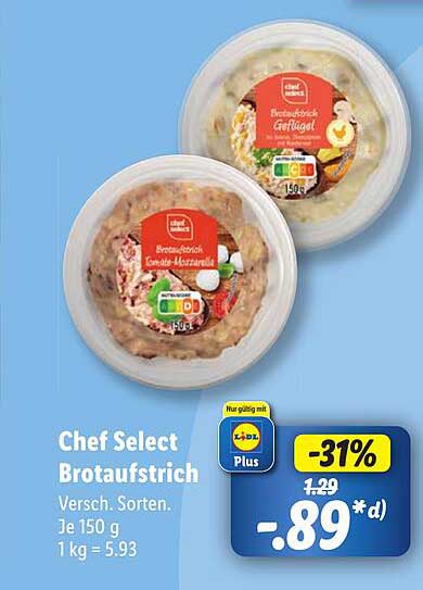 Chef Select Brotaufstrich Angebot bei Lidl