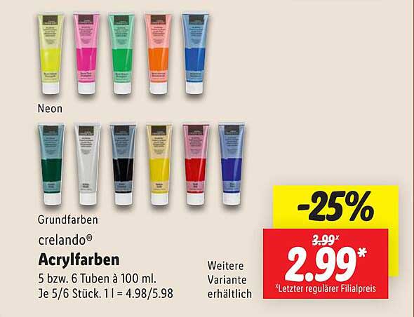 Crelando® Acrylfarben Angebot bei Lidl
