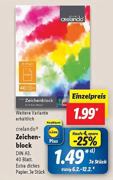 Crelando® Zeichenblock Angebot bei Lidl