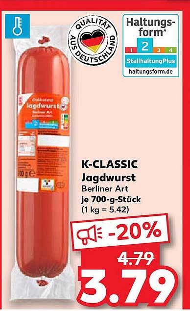 K-Classic Jagdwurst Angebot bei Kaufland