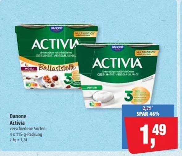 Danone Activia Verschiedene Sorten 4 X 115-G-Packung Angebot bei ...