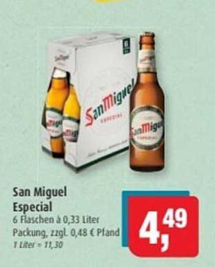 San Miguel Especial 6 Flaschen À 0,33 Liter Angebot bei Markant ...