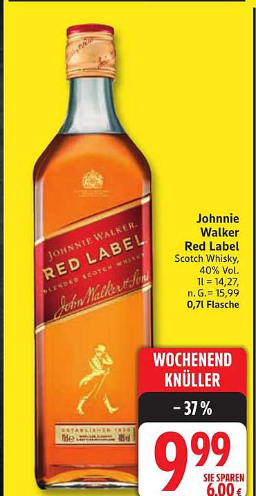 Johnnie Walker Red Label Scotch Whisky, 40% Vol., 0,71 Flasche Angebot ...