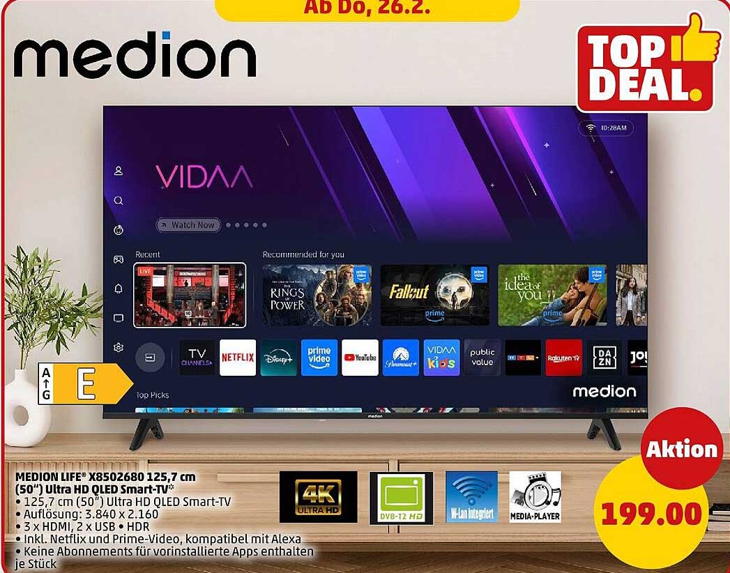 Medion Life® X8502680 125,7 Cm (50") Ultra Hd Qled Smart-Tv Angebot bei ...
