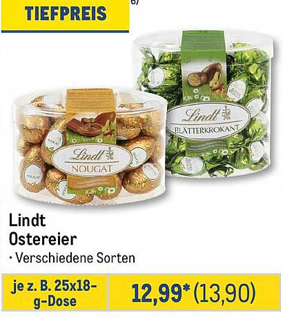 Lindt Ostereier - Verschiedene Sorten Angebot bei METRO - ProspektGuru.de