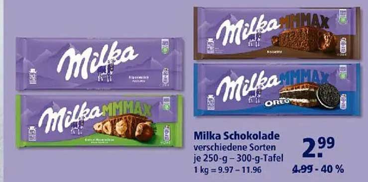 Milka Schokolade Verschiedene Sorten Je 250-G – 300-G-Tafel Angebot bei ...