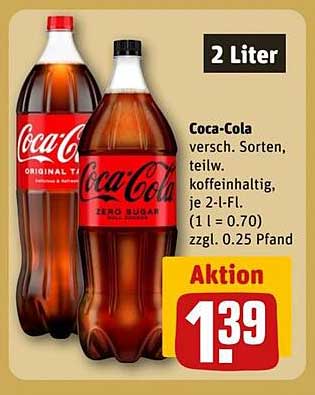 Coca-Cola 2 Liter, Verschiedene Sorten Angebot bei REWE Center