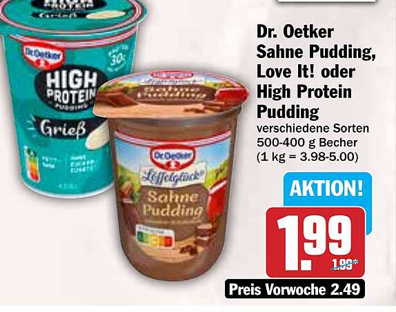 Dr. Oetker Sahne Pudding, Love It! Oder High Protein Pudding Angebot ...