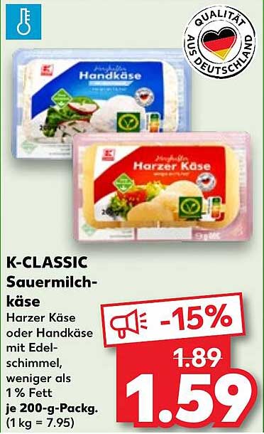 K-Classic Sauermilchkäse - Harzer Käse Oder Handkäse Mit Edelschimmel ...