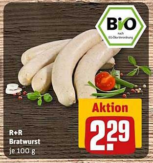 R+R Bio-Bratwurst Je 100 G Angebot bei REWE Center