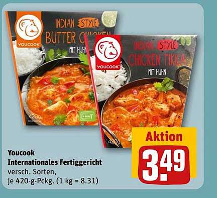 Youcook Internationales Fertiggericht - Butter Chicken & Chicken Tikka ...