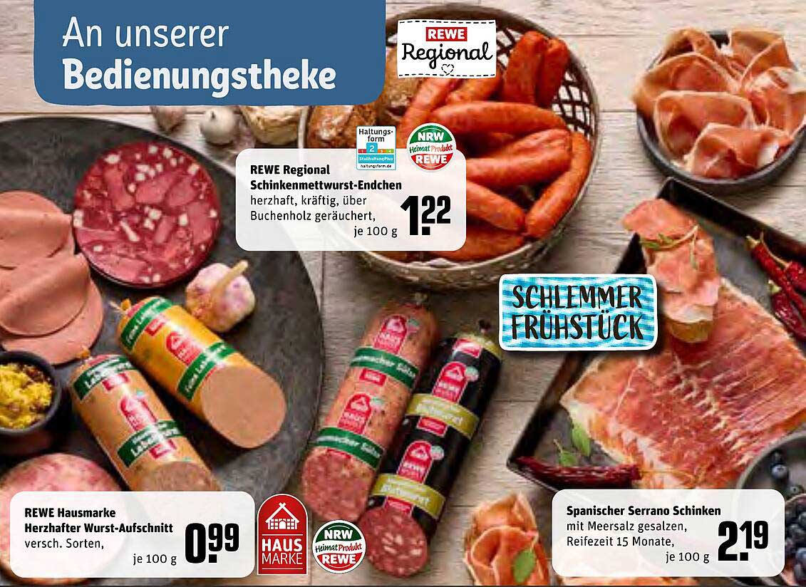Rewe Regional Schinkenmettwurst-Endchen Rewe Hausmarke Herzhafter Wurst ...