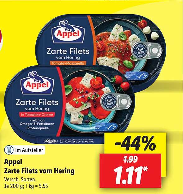 Appel Zarte Filets Vom Hering Angebot bei Lidl - ProspektGuru.de