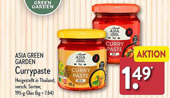 Asia Green Garden Currypaste Angebot bei Aldi Nord