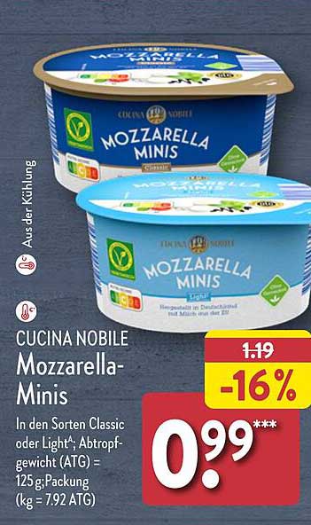 Cucina Nobile Mozzarella-Minise Angebot bei Aldi Nord