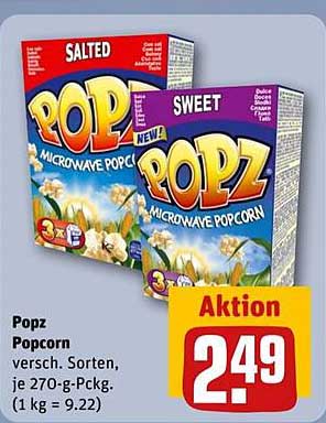 Popz Microwave Popcorn Angebot bei REWE Center