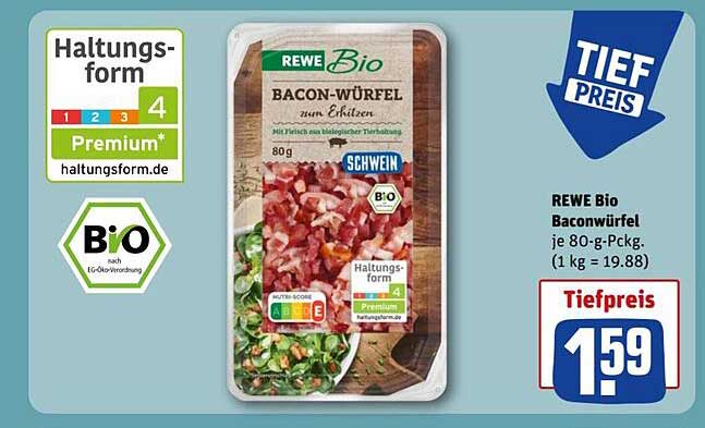 Rewe Bio Baconwürfel Angebot bei REWE Center