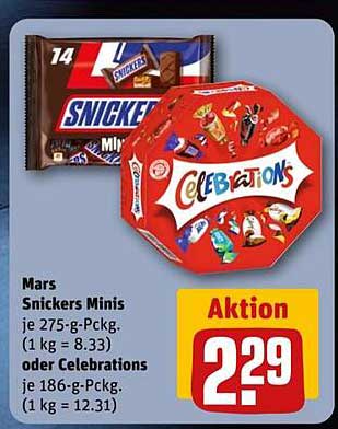 Snickers Minis Oder Celebrations Angebot bei REWE Center