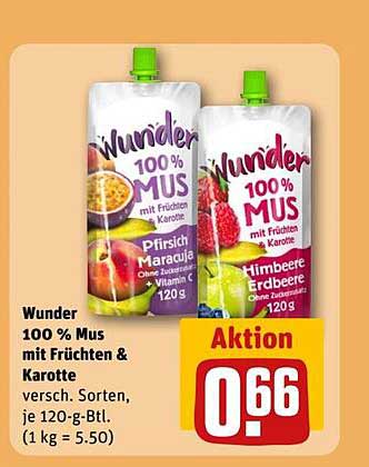 Wunder 100 % Mus Mit Früchten & Karotte Angebot bei REWE Center