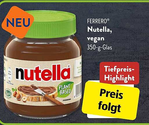Nutella, Vegan Angebot bei Aldi Süd