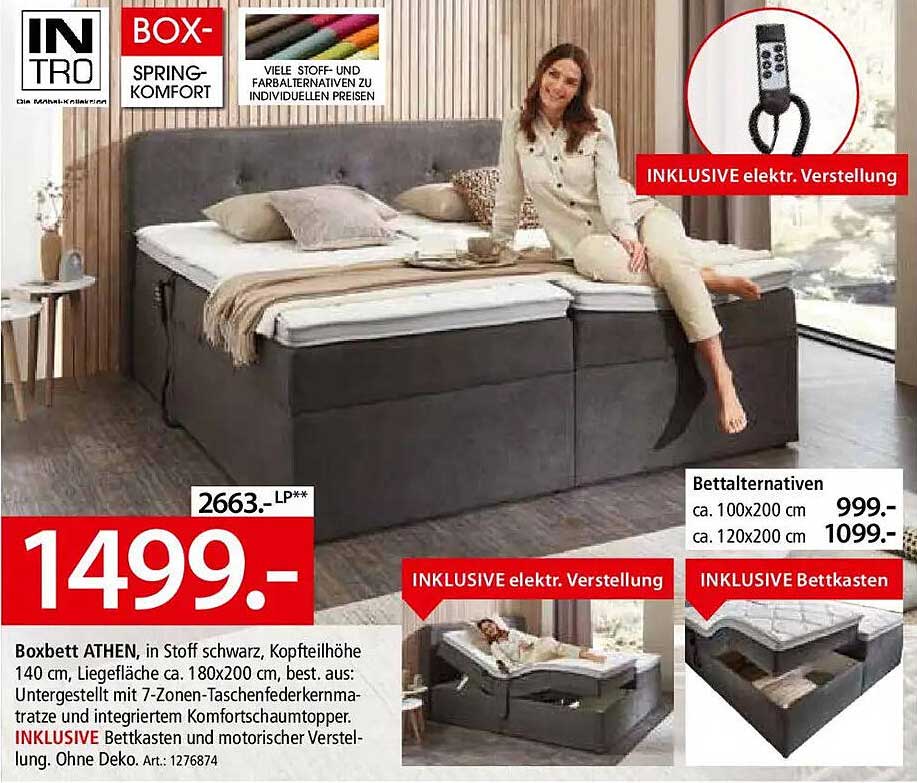Boxbett Athen In Schwarz Mit Elektrischer Verstellung Und Bettkasten ...