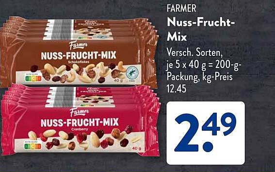 Farmer Nuss-Frucht-Mix – Verschiedene Sorten Angebot bei Aldi Süd ...