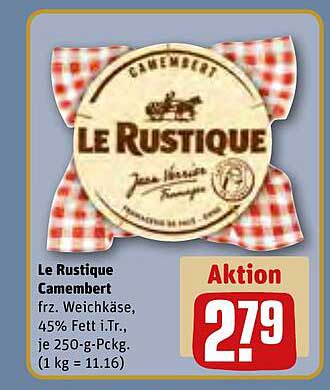 Le Rustique Camembert Frz. Weichkäse 250 G Angebot bei REWE ...