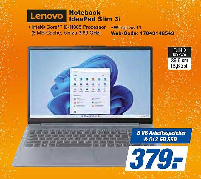 Lenovo Notebook Ideapad Slim 3 Angebot bei Expert - ProspektGuru.de