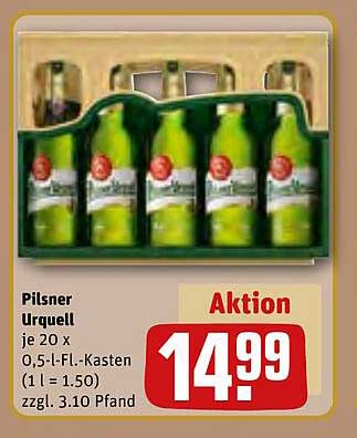 Pilsner Urquell 20 X 0,5-L-Fl.-Kasten Angebot bei REWE Center ...
