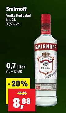 Smirnoff Vodka Red Label No. 21, 0,7 Liter Angebot bei Thomas Philipps ...