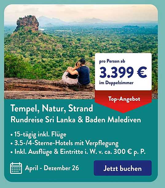 Tempel, Dschungel & Strand - Rundreise Sri Lanka & Baden Malediven ...