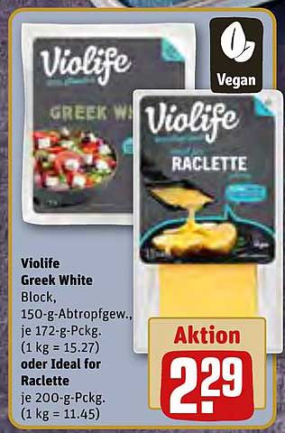 Violife Greek White Block Oder Ideal For Raclette Angebot bei REWE ...