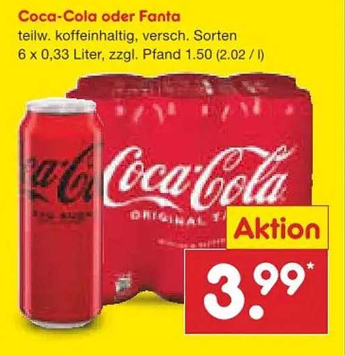 Coca-Cola Teilw. Koffeinhaltig, Versch. Sorten 6 X 1,25 Liter Angebot ...