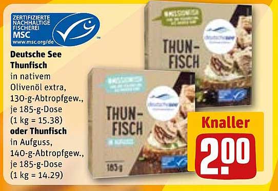Deutsche See Thunfisch In Nativem Olivenöl Extra, 185-G-Dose Angebot ...