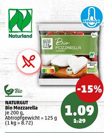 Naturgut Bio Mozzarella 200 G Angebot bei Penny