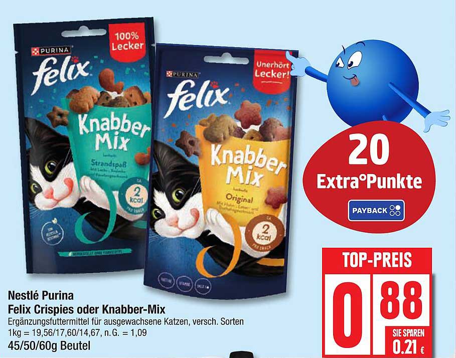 Nestlé Purina Felix Crispies Oder Knabber-Mix Angebot bei Edeka