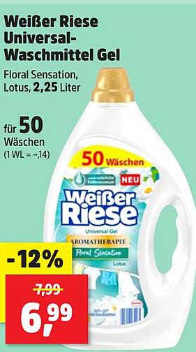 Weißer Riese Universal-Waschmittel Gel Floral Sensation, Lotus, 2,25 ...